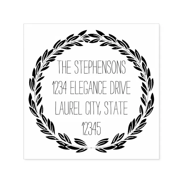 Modern Wreath Wedding or Circle Address Stamp | Zazzle