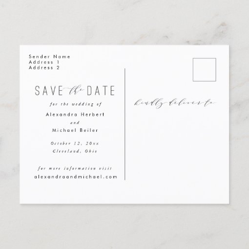 Modern Writing Save the Date Postcard | Zazzle