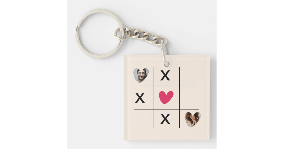 Modern xoxo Heart photo collage Keychain | Zazzle