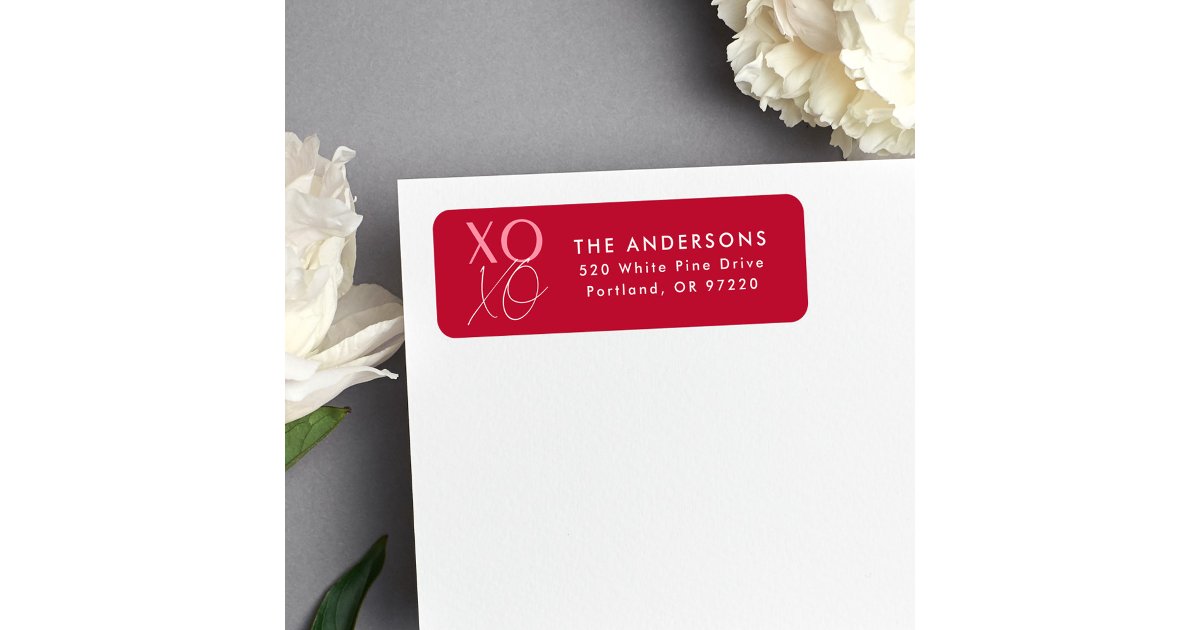 Modern XOXO Red and Pink Return Address Label | Zazzle