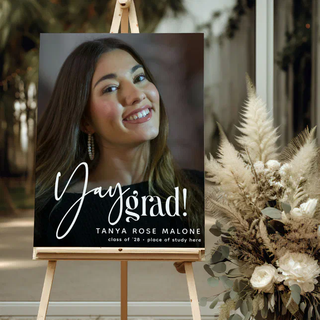 Modern Yay Grad' Photo Graduation Foam Board | Zazzle