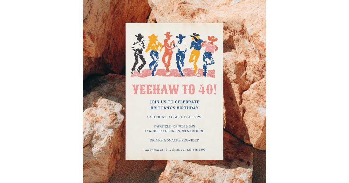 Modern Yeehaw Cowgirl 40th Birthday Party Invitation | Zazzle