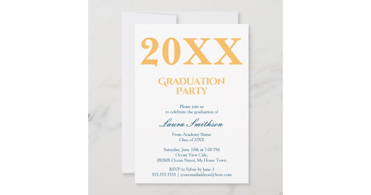 Modern Yellow and Blue Graduation Party Invitation | Zazzle