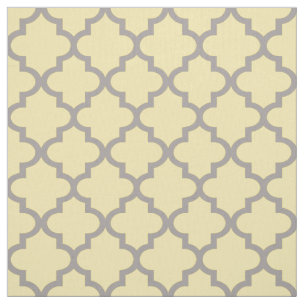 Modern Navy Blue and Gold Quatrefoil Pattern Fabric | Zazzle