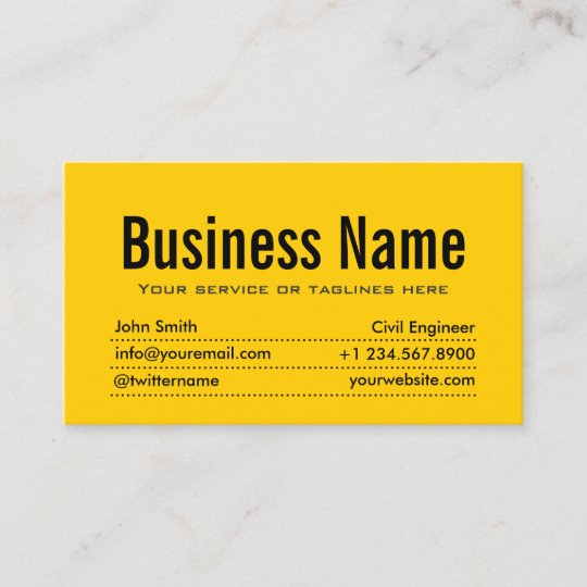Modern Yellow Civil Engineer Business Card | Zazzle.com