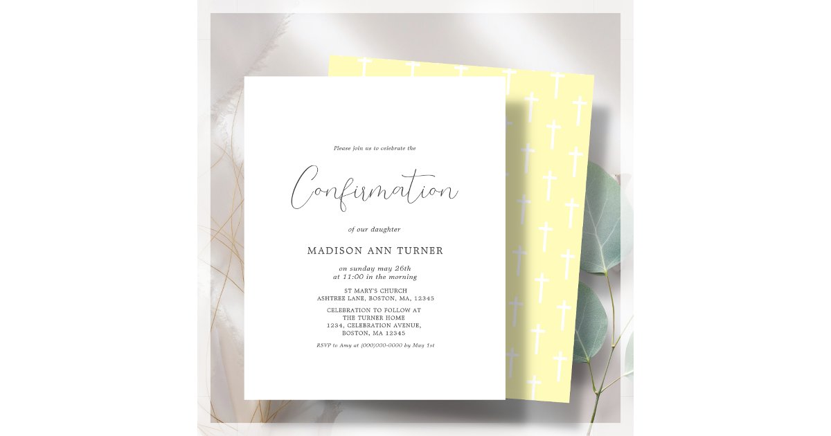 Modern Yellow | Confirmation Budget Invitation | Zazzle