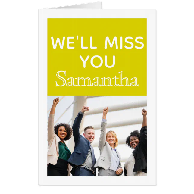 Modern Yellow Custom Photo Farewell or Retirement Card | Zazzle