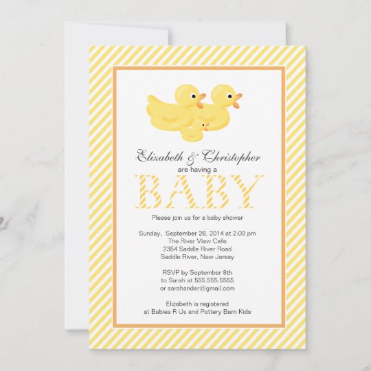 Modern Yellow Ducks Couple Baby Shower Invitation | Zazzle.com