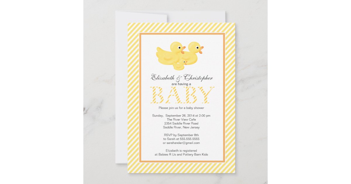 Modern Yellow Ducks Couple Baby Shower Invitation | Zazzle