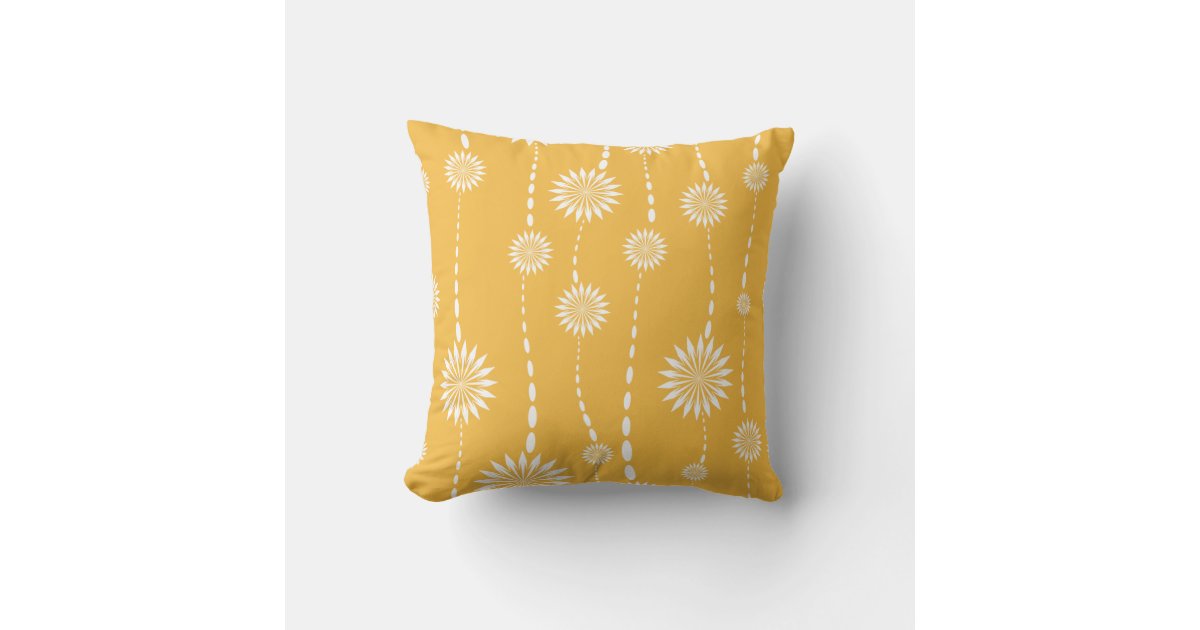 Modern Yellow Floral Decorative Throw Pillow | Zazzle