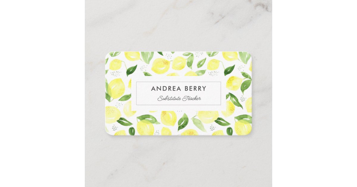 Modern Yellow Lemon Business Card | Zazzle