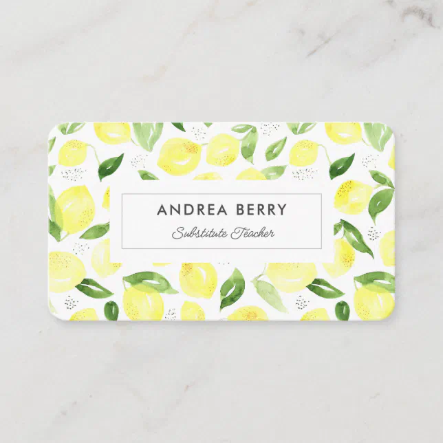 Modern Yellow Lemon Business Card | Zazzle