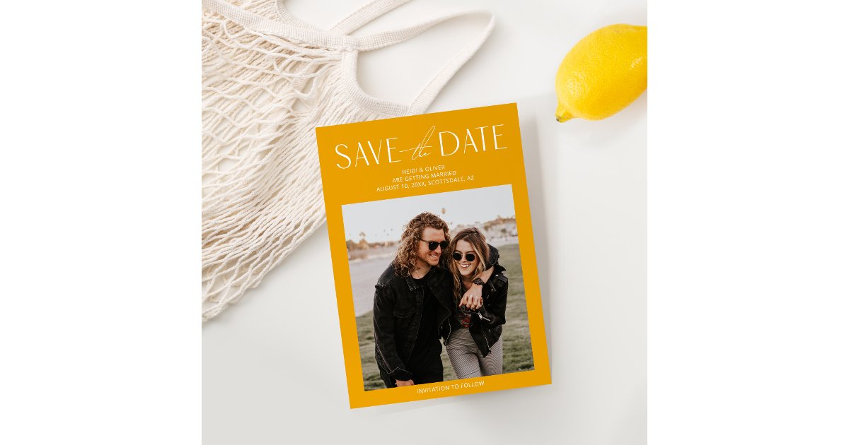 Modern Yellow Photo Wedding Save the Date | Zazzle