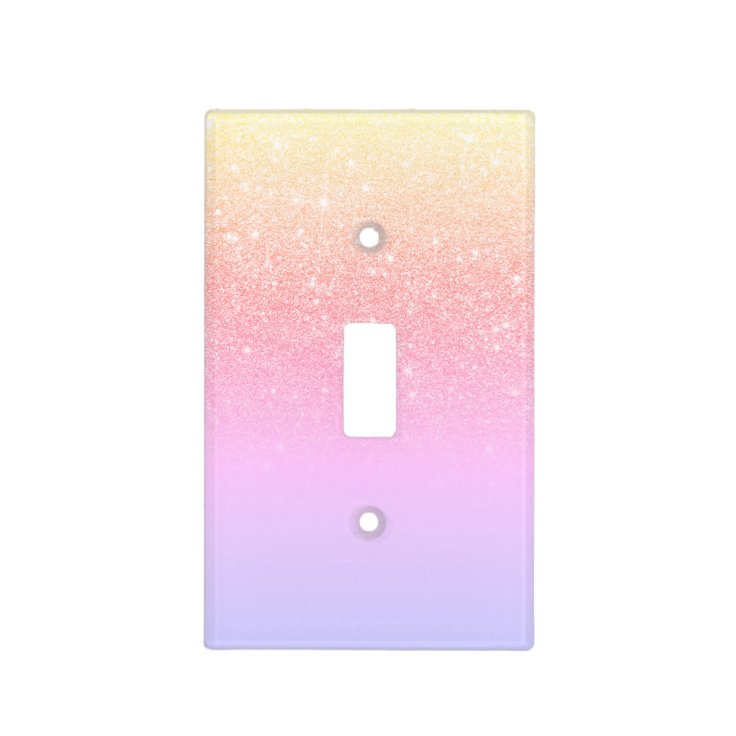 Modern yellow pink glitter ombre blue gradient light switch cover | Zazzle