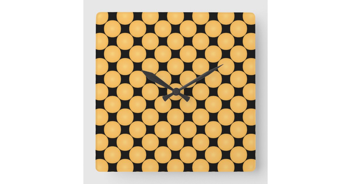 Modern Yellow Polka Dot Square Wall Clock | Zazzle