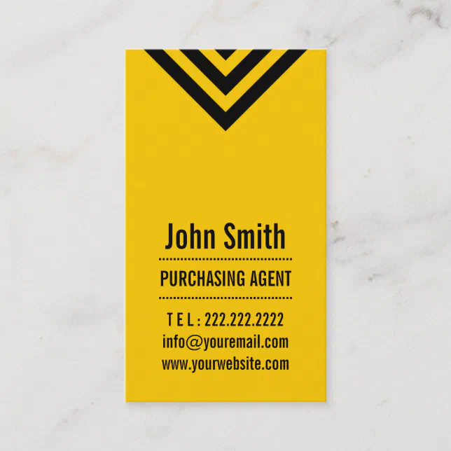 Modern Yellow Purchasing Agent Business Card | Zazzle