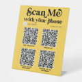 Modern Yellow QR code business networking Trendy Pedestal Sign | Zazzle