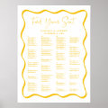 Modern Yellow Wavy Alphabetical Seating Chart | Zazzle