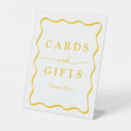 Modern Yellow Wavy Frame Cards and Gifts Pedestal Sign | Zazzle