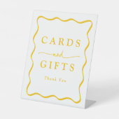 Modern Yellow Wavy Frame Cards and Gifts Pedestal Sign | Zazzle