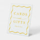 Modern Yellow Wavy Frame Cards and Gifts Pedestal Sign | Zazzle