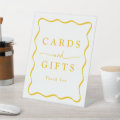 Modern Yellow Wavy Frame Cards and Gifts Pedestal Sign | Zazzle