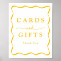 Modern Yellow Wavy Frame Cards and Gifts Poster | Zazzle