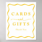 Modern Yellow Wavy Frame Cards and Gifts Poster | Zazzle