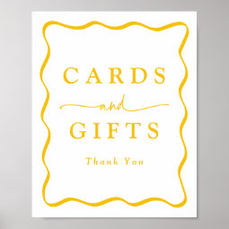 Modern Yellow Wavy Frame Cards and Gifts Poster | Zazzle
