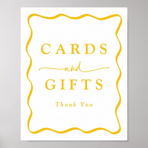 Modern Yellow Wavy Frame Cards and Gifts Poster | Zazzle