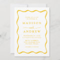Modern Yellow Wavy Frame Photo Wedding Invitation | Zazzle