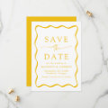 Modern Yellow Wavy Frame Photo Wedding Save The Date | Zazzle