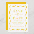 Modern Yellow Wavy Frame Photo Wedding Save The Date | Zazzle
