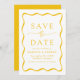 Modern Yellow Wavy Frame Photo Wedding Save The Date | Zazzle