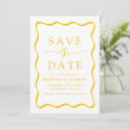 Modern Yellow Wavy Frame Photo Wedding Save The Date | Zazzle