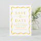 Modern Yellow Wavy Frame Photo Wedding Save The Date | Zazzle