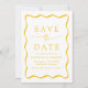 Modern Yellow Wavy Frame Photo Wedding Save The Date | Zazzle