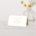 Modern Yellow Wavy Frame Wedding Place Card | Zazzle