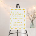 Modern Yellow Wavy Frame Wedding Welcome Sign | Zazzle