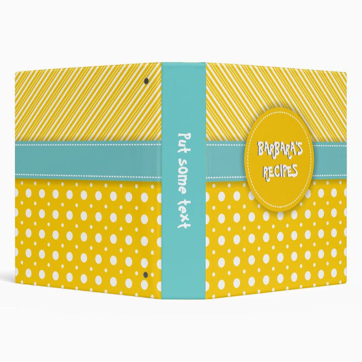 Modern yellow, white, aqua polka dot & stripes binder | Zazzle.com