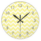 Modern Yellow White Chevron Clock - gray numbers | Zazzle