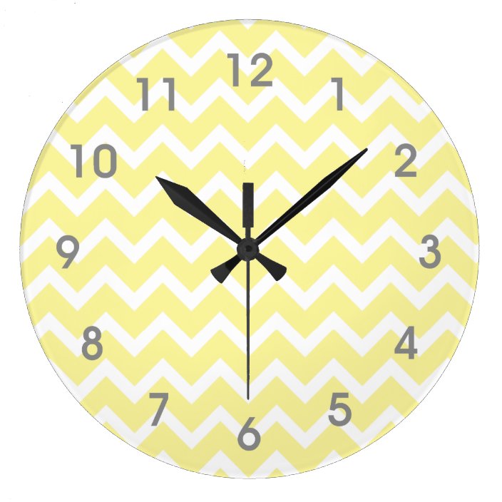 Modern Yellow White Chevron Clock - gray numbers | Zazzle.com