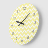 Modern Yellow White Chevron Clock - gray numbers | Zazzle