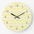 Modern Yellow White Chevron Clock - gray numbers | Zazzle