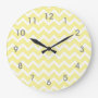 Modern Yellow White Chevron Clock - gray numbers | Zazzle