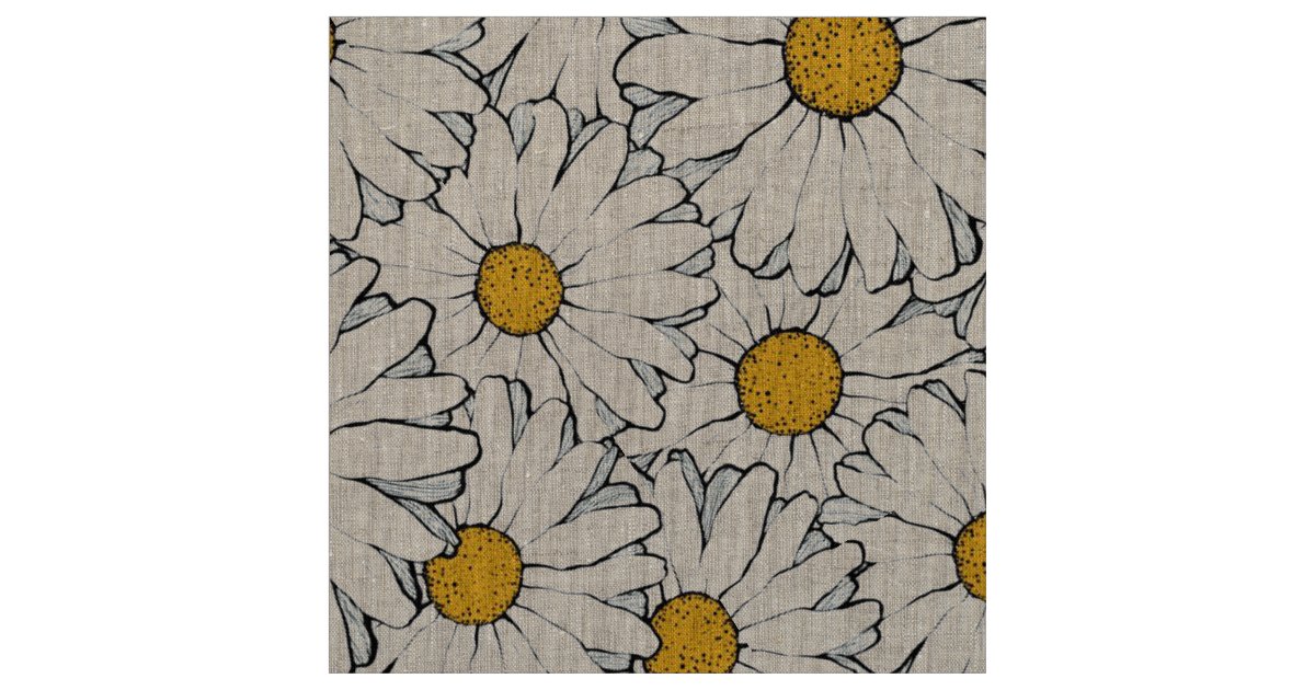 Modern Yellow White Daisy Floral Pattern Fabric | Zazzle