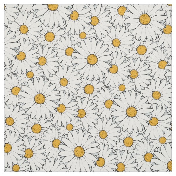 Modern Yellow White Daisy Floral Pattern Fabric | Zazzle
