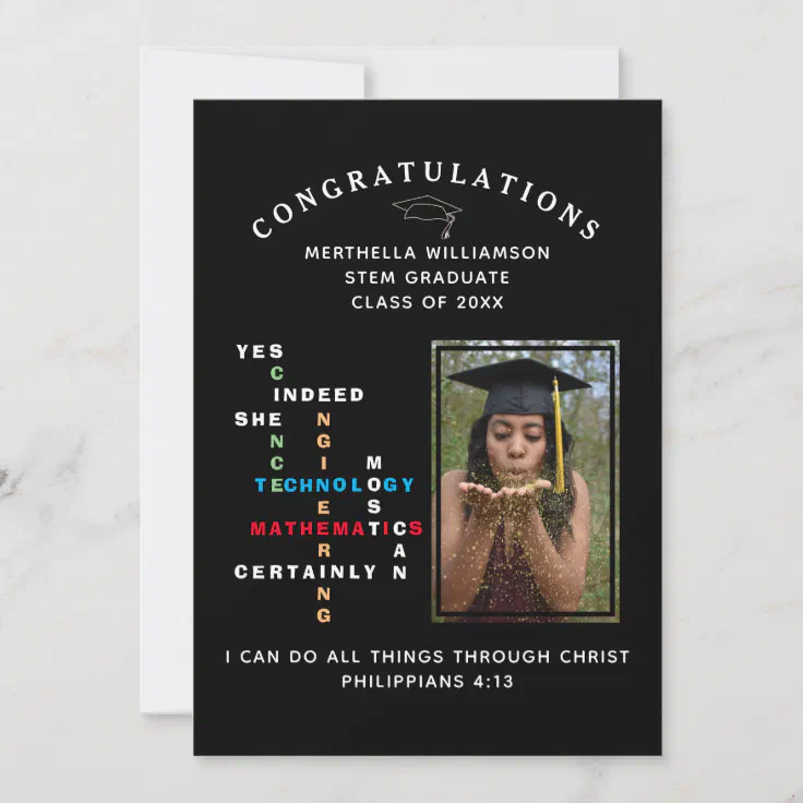 Modern YES SHE CAN Congrats STEM Graduate Announcement | Zazzle