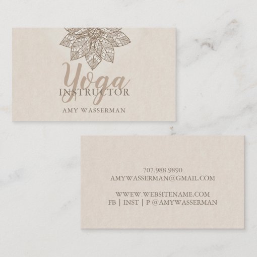 Modern Yoga Instructor Lotus Flower Business Card | Zazzle