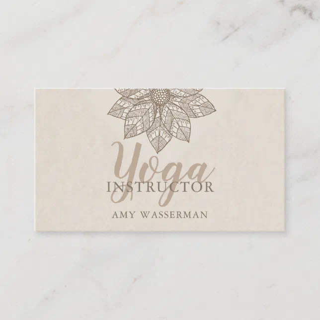 Modern Yoga Instructor Lotus Flower Business Card | Zazzle